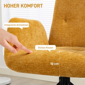 HOMCOM Polstrované křeslo, akcentové křeslo, moderní design, otočné, do 120 kg, žluté