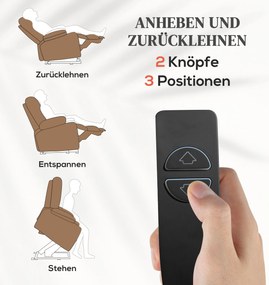 HOMCOM TV křeslo s elektrickým podstavcem, polohovatelné s funkcí polohování, vyhřívání a masáží, TV křeslo s pružinovým systémem| Aosom