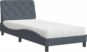 Postel s matrací tmavě šedá 80 x 200 cm samet 3208623