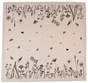 Béžový bavlněný ubrus s květinami Flora And Fauna – 150x150 cm