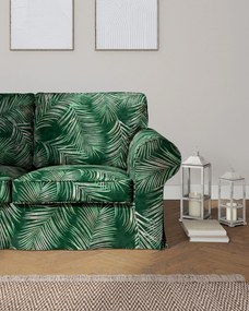 Potah na pohovku IKEA Ektorp 2-místná rozkládací  NOVÝ MODEL 2012 barva zelená látka sametová, vzorované