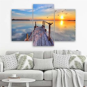 Gario Obraz na plátně Západ slunce u jezera - 3 dílný Rozměry: 60 x 40 cm
