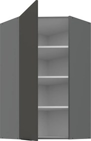 ARIA pi | horní kuchyňská skříňka 60x60 GN-108 1F (45°) rohová s policemi | 60x60 cm | EXTRA VYSOKÁ | antracit/šedá grafit