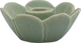 Zelený keramický svícen ve tvaru květu Massy - Ø 10*4 cm