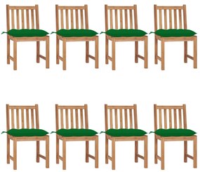Zahradní židle 8 ks s poduškami masivní teak,  3073162