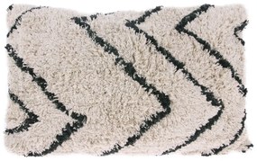 HK living Bavlněný polštář Zigzag Cushion 40x60 cm, černá barva, bílá barva, textil