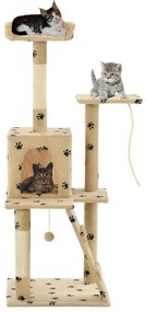 Škrabadlo pro kočky sisalové sloupky 120 cm béžové s tlapkami - Default Title