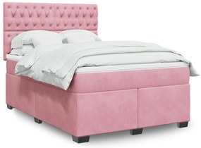 Box spring postel s matrací růžová 160x200 cm samet 3290965