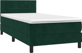 Box spring postel s matrací tmavě zelená 90x190 cm samet 3141278