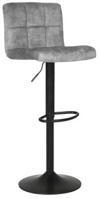 Barová židle AUB-827 GREY4 sametová látka šedá, kov černý lak mat