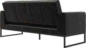 Černá sametová polohovací/rozkládací pohovka 217 cm Adley - II. jakost – CosmoLiving by Cosmopolitan
