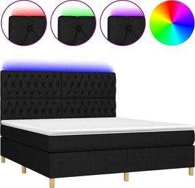 Box spring postel s matrací a LED černá 160x200 cm textil 3135687