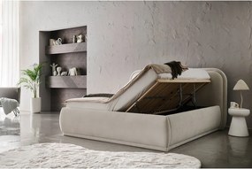 Krémová čalouněná dvoulůžková postel s úložným prostorem s roštem 180x200 cm Soma – Meise Möbel