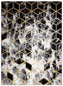 Dywany Łuszczów Kusový koberec Gloss 409A 82 3D cubes black/gold/grey Rozměry koberců: 160x220