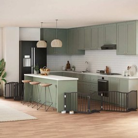 Zábrana pro psy s dvířky skládací 12 panelů černá 960 cm topol 3155628