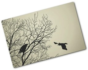 Wallmuralia Kuchyňská deska skleněná Vrány na stromě 80x52 cm