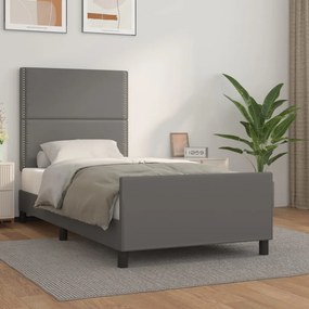 Rám postele s čelem šedý 100x200 cm umělá kůže 3125498