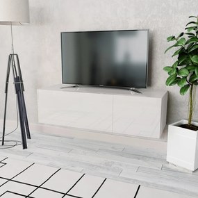 244870 vidaXL Stolek pod TV dřevotříska, 120 x 40 x 34 cm, vysoký lesk, bílý