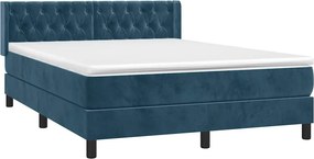 Box spring postel s matrací tmavě modrá 140x200 cm samet 3131145