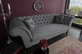 Designová sedačka Rubby Chesterfield II 225 cm stříbrno-šedá