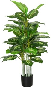 HOMCOM Umělá Dieffenbachia Velká 120 cm, Umělá Rostlina Dieffenbachia v Květináči, Umělé Stromy s Umělou Trávou pro Dekoraci Obývacího Pokoj a Ložnice