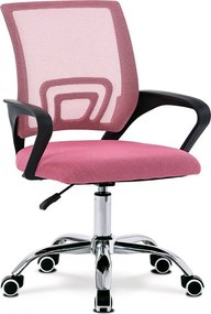 Autronic Kancelářská židle, potah růžová látka MESH a síťovina MESH, výškově nastavitelná, kovový chromovaný kříž KA-L103 PINK