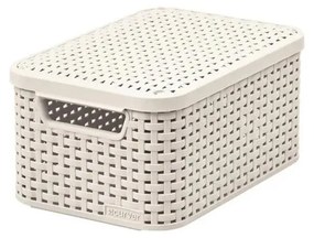 Krémový plastový úložný box s víkem 20x29x14 cm Style – Curver