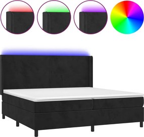 Box spring postel s matrací a LED černá 200x200 cm samet 3139465
