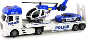 LEAN Toys Sada: Policie, odtahovka, nákladní auto, autíčko, vrtulník, zvuky, světla