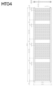 Mereo otopný žebřík rovný 450x1850 mm ocel bílý MT04