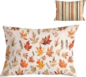 Flanelový povlak na polštář LEAVES & STRIPES 50x70 cm, barevný