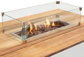 COSI Stůl s plynovým ohništěm cosipure 120 bílý rám / deska teak