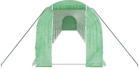 Skleník s ocelovým rámem zelený 32 m² 16 x 2 x 2 m 3188023