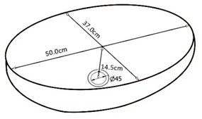 BPS-koupelny Keramické umyvadlo na desku HYD-LO-WH-500 50x37 cm, bílé