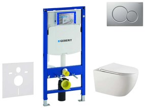 Geberit Duofix - Set předstěnové instalace, klozetu Gaia a sedátka softclose, tlačítko Sigma01, lakovaný matný chrom SANI11CA1135