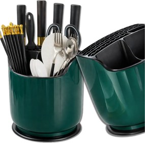 Camerazar Organizér na příbory, kuchyňský odkapávač, nádoba na kuchyňské náčiní, zelená