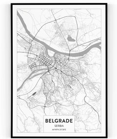 Plakát / Obraz Mapa Belgrade Samolepící plátno A4 - 21 x 29,7 cm