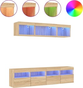 5dílná obývací stěna s LED dub sonoma kompozitní dřevo 3216720