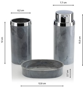 Sada koupelnových doplňků Gris, šedá/s chromovou povrchovou úpravou