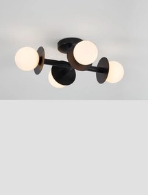 Bílé/černé kovové stropní svítidlo se skleněným stínidlem 37x51 cm Pielo – Nova Luce