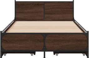 Rám postele se zásuvkami hnědý dub 75 x 190 cm kompozitní dřevo 3279976