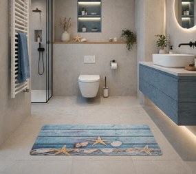 Apextextil, Protiskluzová 3D předložka Moře, 60x180, modrá, koupelna