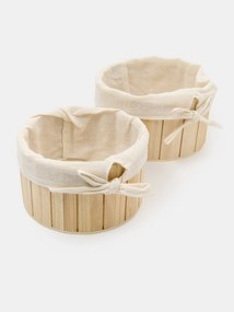 Sinsay - Sada bambusových košíků s vnitřní látkou 2 pack - béžová