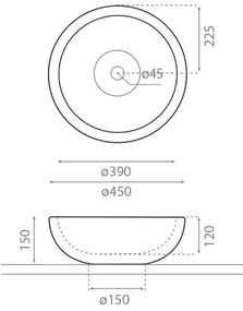 Bathco 00318 - Umyvadlo na desku PUKET pr. 45 cm kámen/béžová