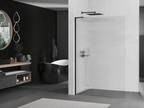 Mexen Kioto L, sprchová zástěna Walk-In 100 x 200 cm, 8mm sklo s žebrovým vzorem, černý profil, 800-100-103-70-09