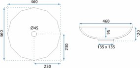 Rea Arctic Black, skleněné umyvadlo na desku 45x45x12,5 cm, černá, REA-U5068