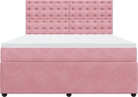 Box spring postel s matrací růžová 180x200 cm samet 3294723