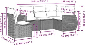 5dílná zahradní sedací souprava s poduškami béžová polyratan 3221367