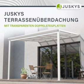 Juskys Hliníkové zastřešení terasy Borneo Barva: Bílá, Velikost: 6 × 3 m