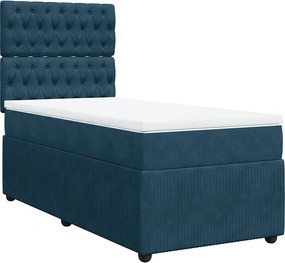 Box spring postel s matrací modrá 80 x 200 cm samet 3294500